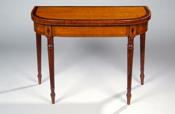 Bonhams : A Regency satinwood, calamander crossbanded and inlaid card ...