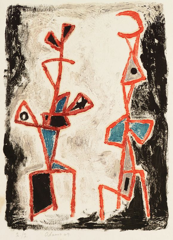 Bonhams : Robert Adams Abstract figures Monotype, 1949, printed in ...