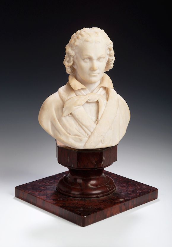 Bonhams : A 19th Century Italian white marble bust of Beethoven,