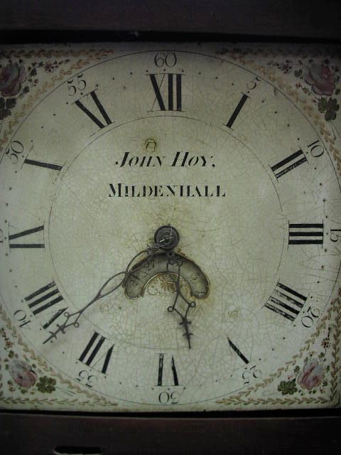 Bonhams : John Hoy, Mildenhall, A late 18th Century fruitwood and mahogany longcase clock,