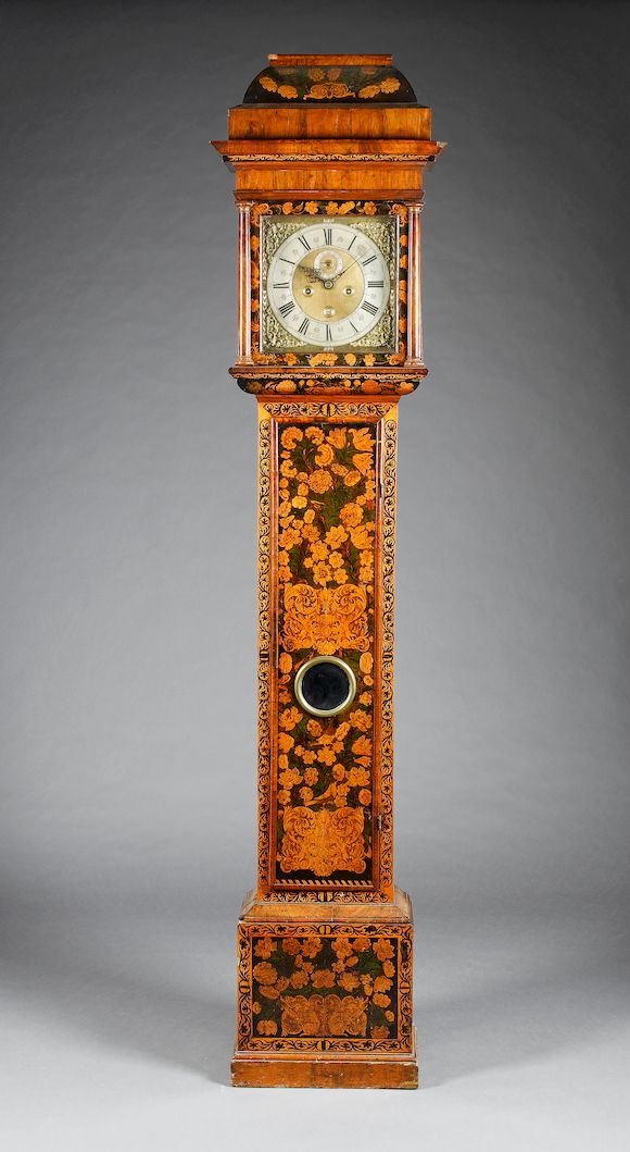 Bonhams : A marquetry inlaid longcase clock the dial and movement early ...