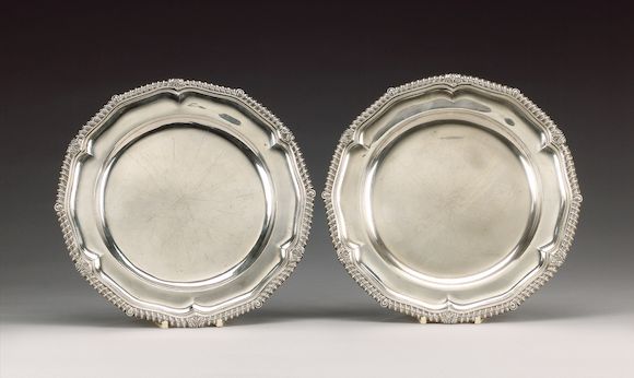Bonhams : A pair of Victorian Irish silver shaped circular plates, by ...