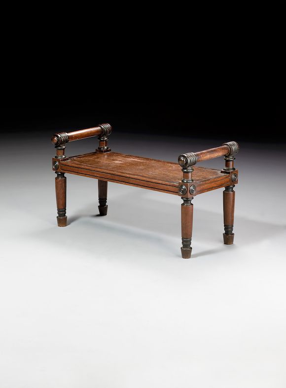 Bonhams : A George IV oak and ebonised Window Seat, in the manner of George Bullock,