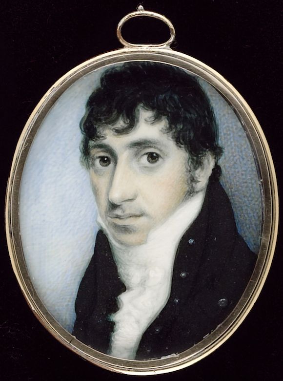 Bonhams : American School, A Gentleman, wearing black coat, white cravat and stock