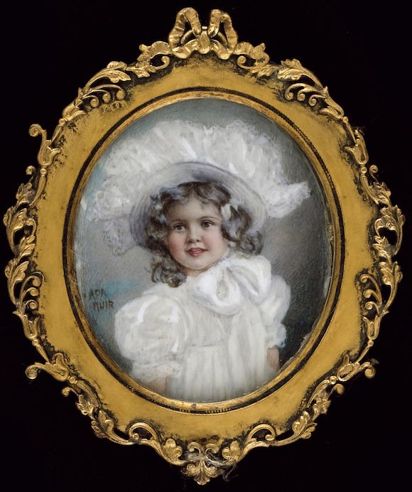 Bonhams : Miss Ada M. Muir, A child, wearing white dress and elaborate ...