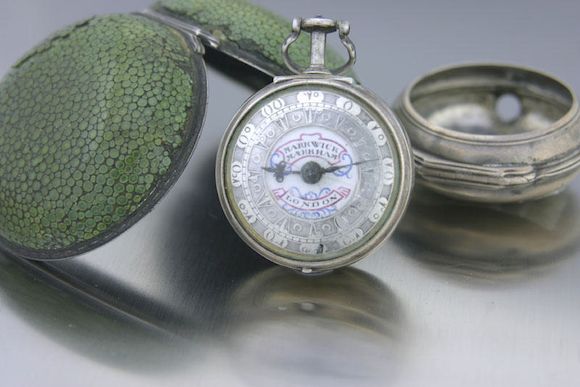 Bonhams : An 18th century silver pair cased pocket watch in associated ...