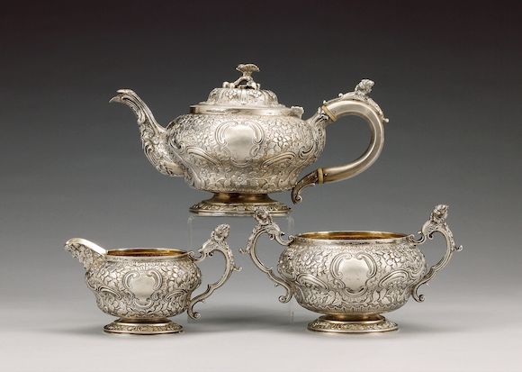 Bonhams : A George III silver three piece tea service, by Solomon ...