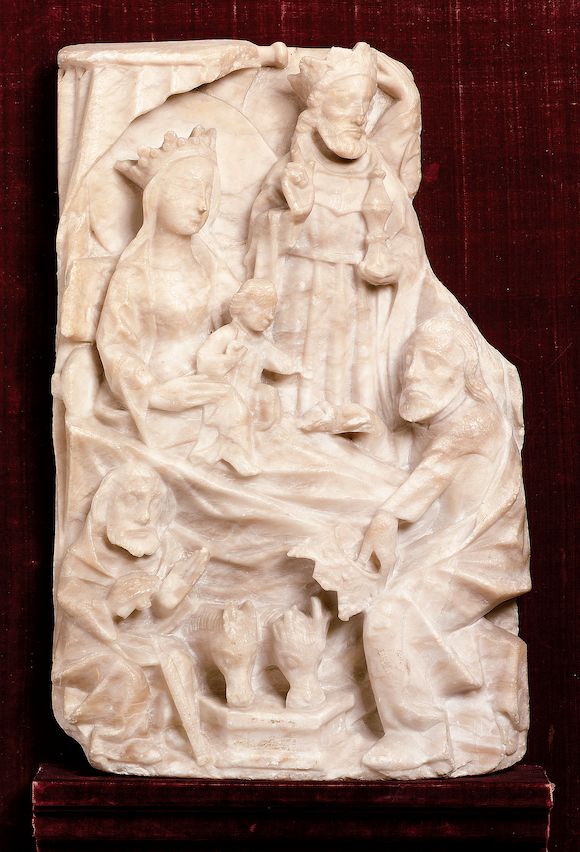 Bonhams : A 15th century Nottingham relief carved alabaster Panel of ...