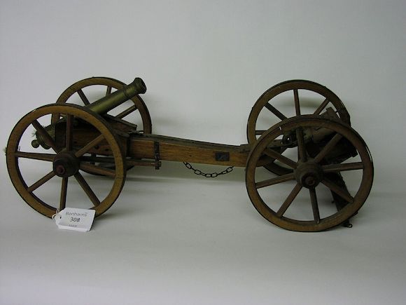 Bonhams : A model field cannon and limber