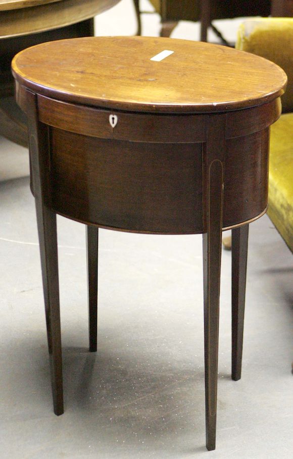 Bonhams : A late 19th Century mahogany oval Work Table,