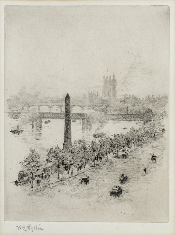 Bonhams : William Lionel Wyllie Cleopatra's Needle Etching, on laid ...