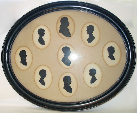 Bonhams : English School (c.1820) A group of nine cut-out profile ...