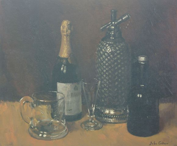 Bonhams : John Codner (20th Century) 'Still life with bottles and a ...