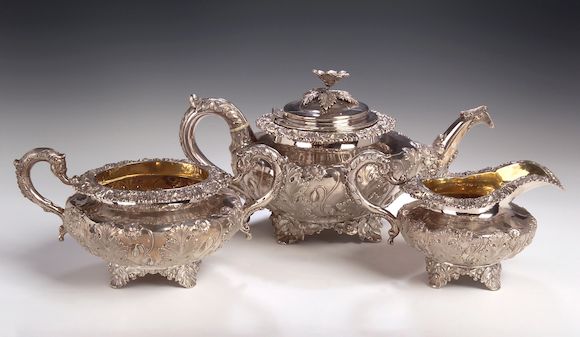 Bonhams : A William IV three piece Tea Service, by R&R Keay of Perth ...