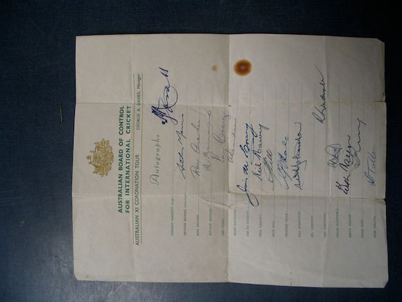 Bonhams : Australian team sheet,