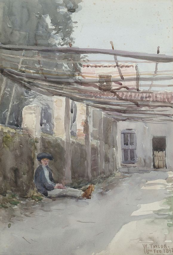 Bonhams : Walter Taylor (British, 1860-1943) A young man seated in the ...
