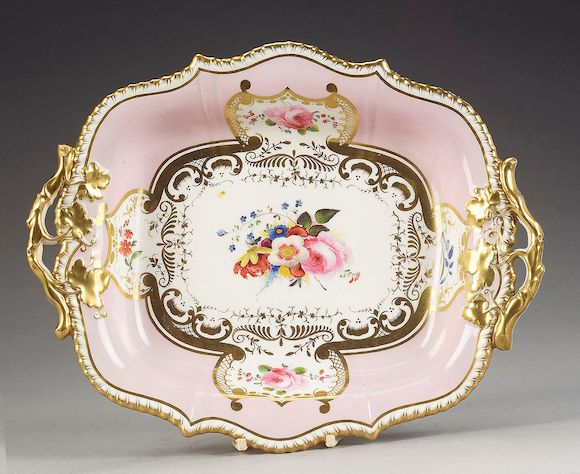Bonhams : A Grainger Lee & Co pale pink ground two handled dish, circa ...