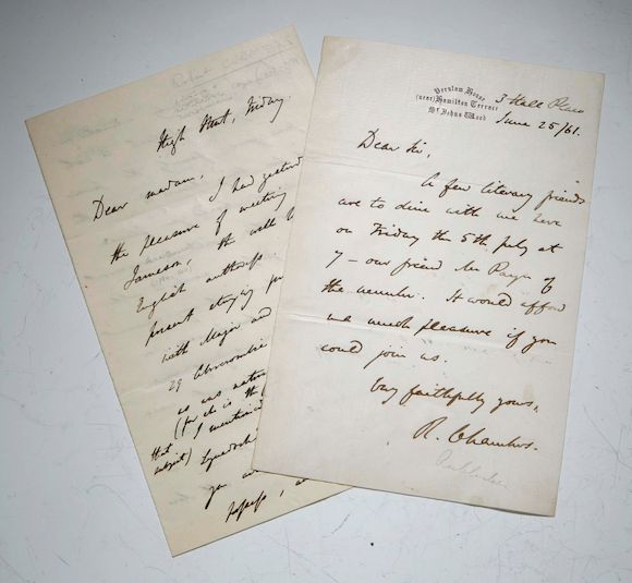 Bonhams : AUTOGRAPH LETTER CHAMBERS (Robert) Autograph letter signed ...