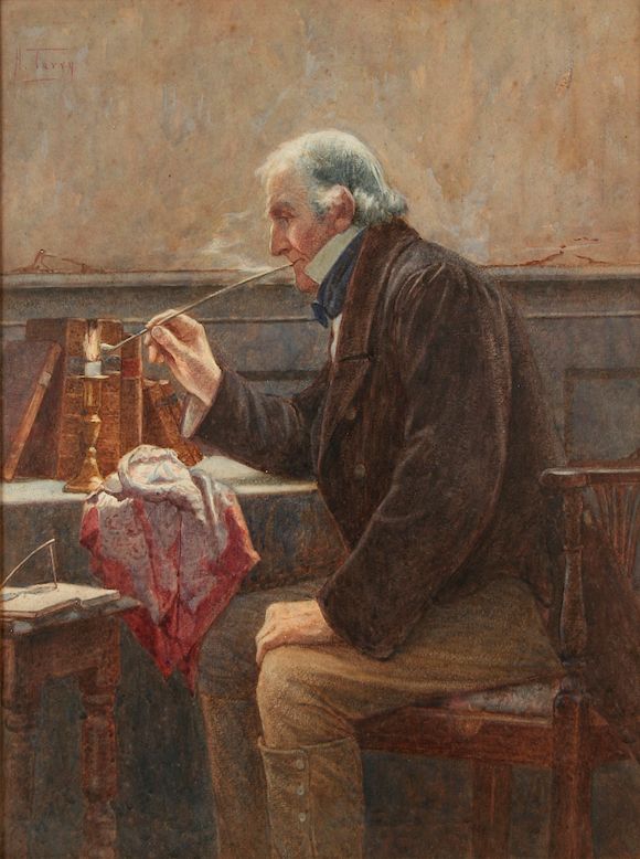 Bonhams : Henry Terry (fl. 1879 - 1920) Gentleman seated in a study ...
