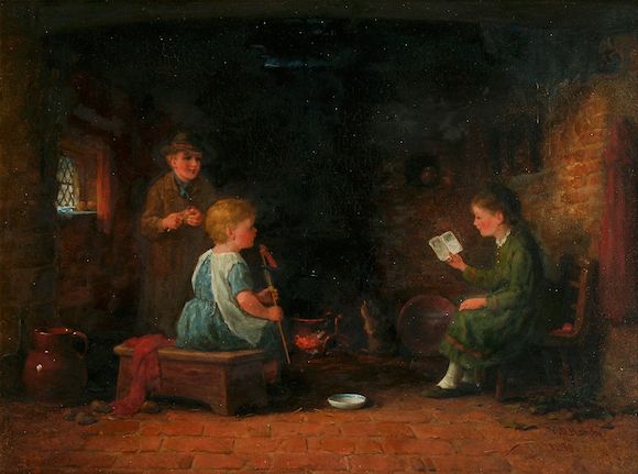 Bonhams : Frederick Daniel Hardy (1826 - 1911) Cottage interior with ...