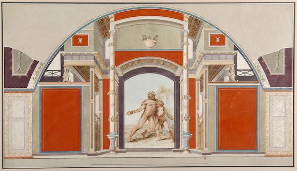 Bonhams : Italian School (19th Century) Design for a frescoed interior ...