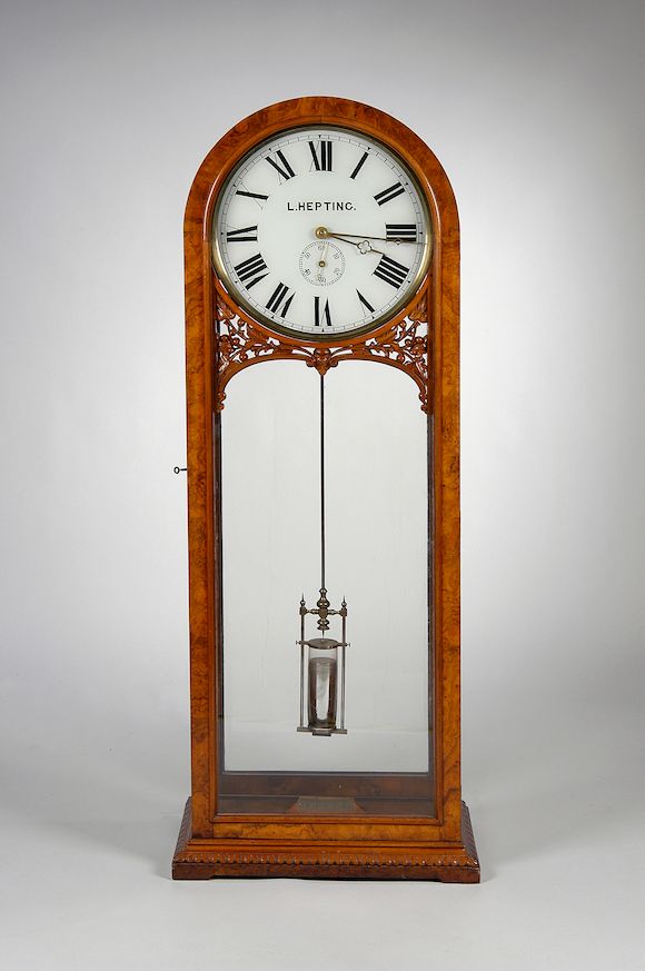 Bonhams : A late 19th/early 20th Century burr walnut regulator L.Hepting