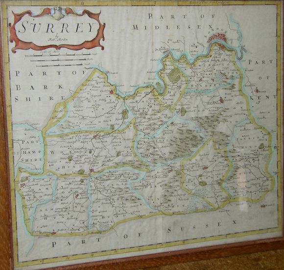Bonhams : Morden (Robert) Surrey, hand-coloured double-page engraved map