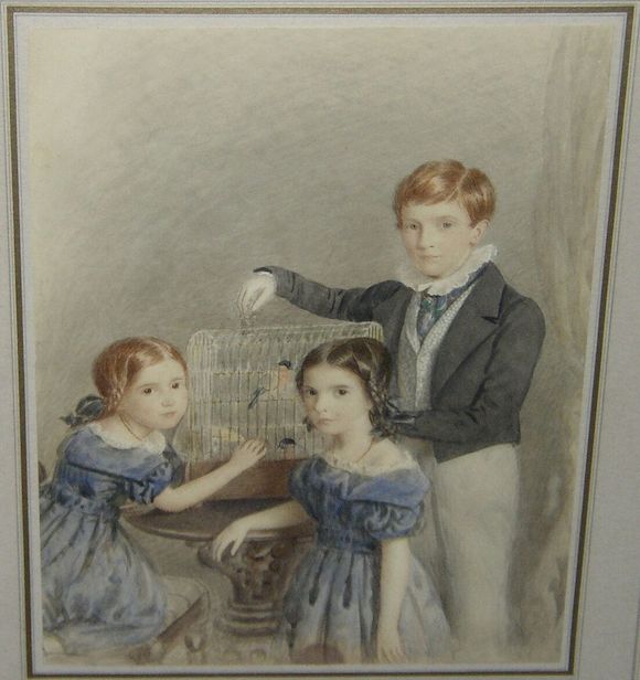 Bonhams : English School circa 1840 Portrait of three children with a ...