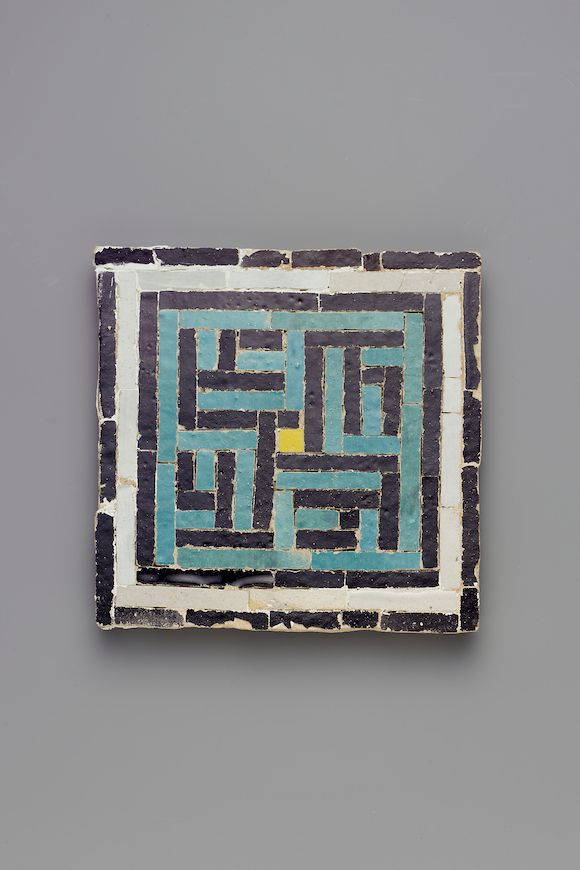 Bonhams : A Safavid mosaic work pottery Tile Persia, 17th Century or later