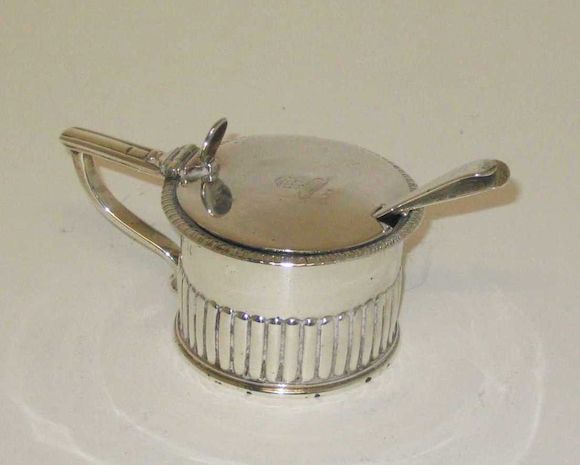 Bonhams : A George III drum shaped mustard pot By Joseph Preedy, 1777,