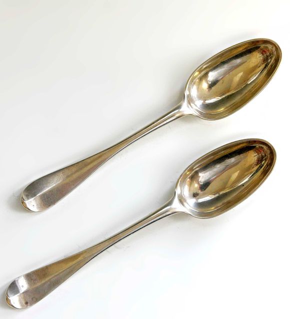Bonhams : A pair of George II spoons, by William Ayton, assay master of ...