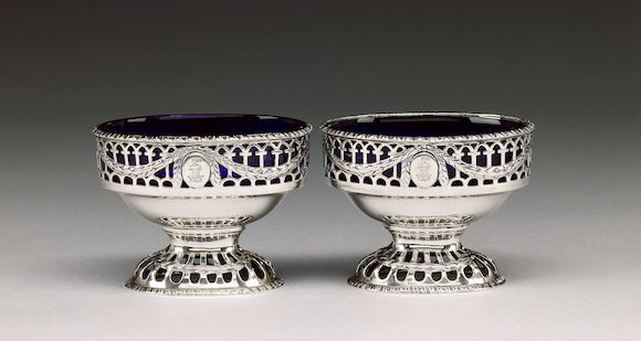 Bonhams : A pair of Victorian silver salt cellars in the George III ...