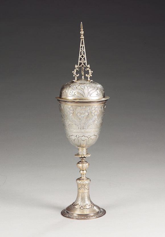 Bonhams : A silver-gilt replica of a 17th century steeple cup and cover ...