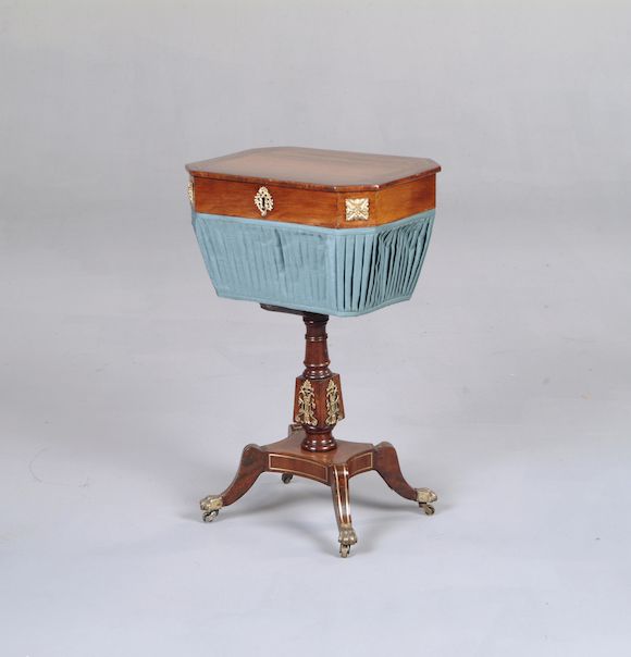 Bonhams : A Regency mahogany, rosewood, snakewood and brass inlaid work ...