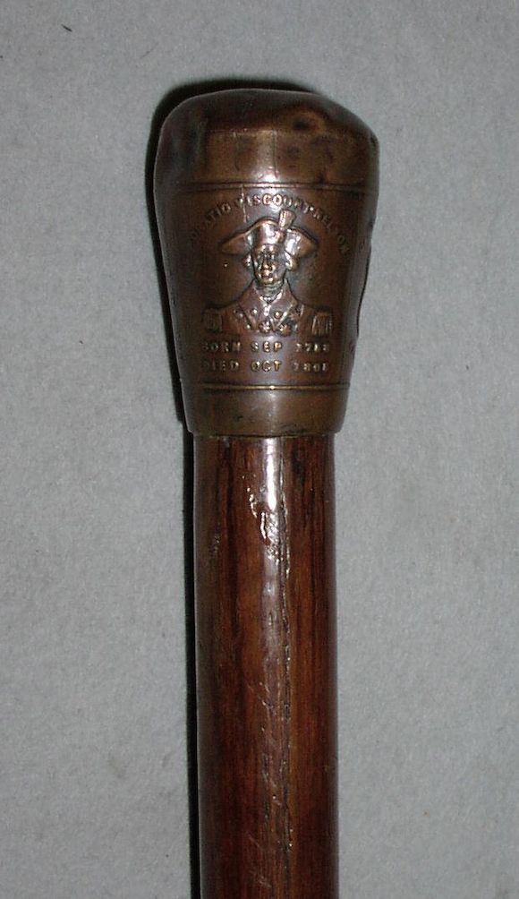 Bonhams : A copper mounted walking stick, HMS Foudroyant. (2)