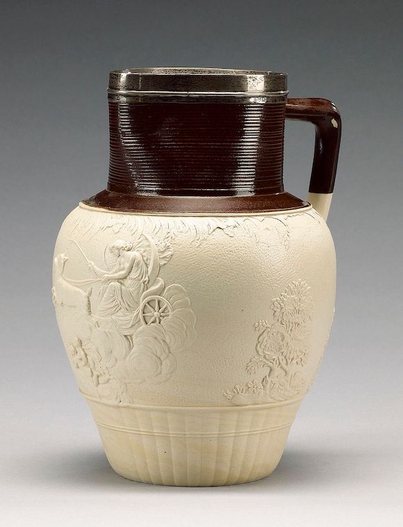 Bonhams : A Turners silver mounted oviform jug, circa 1800-10