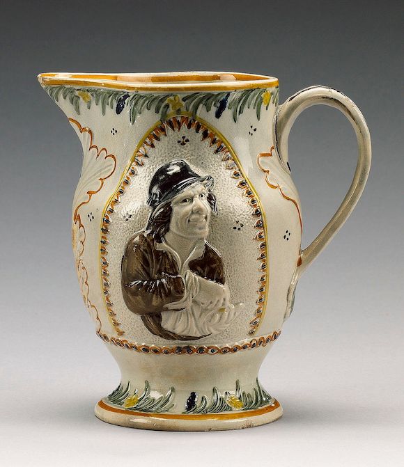 Bonhams : A Pratt Ware 'Miser' jug, circa 1795-1800,