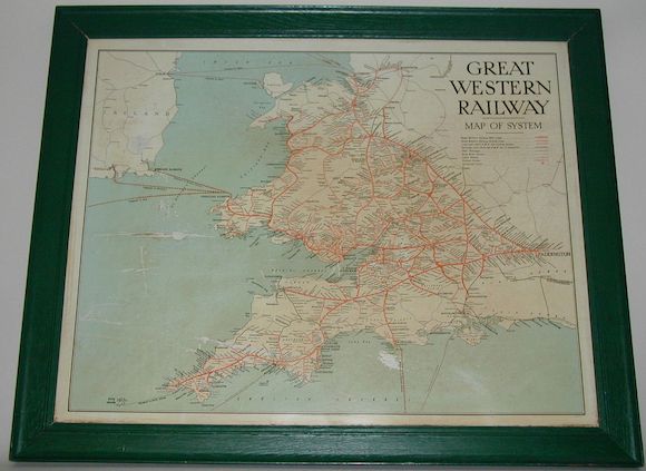 Bonhams : GWR system map on metal