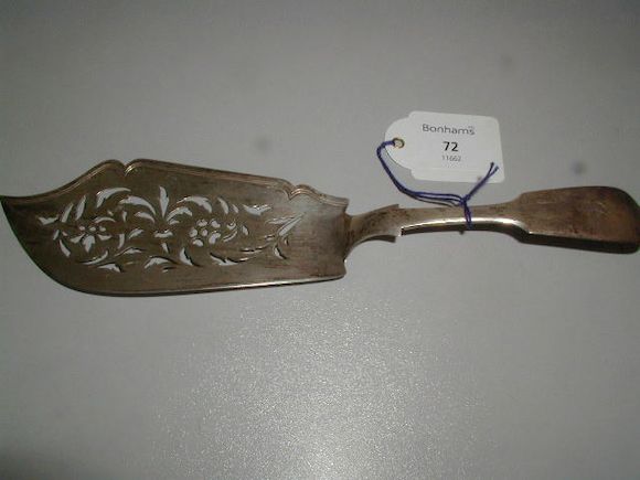 Bonhams : A Victorian fiddle pattern fish slice By John Walton ...