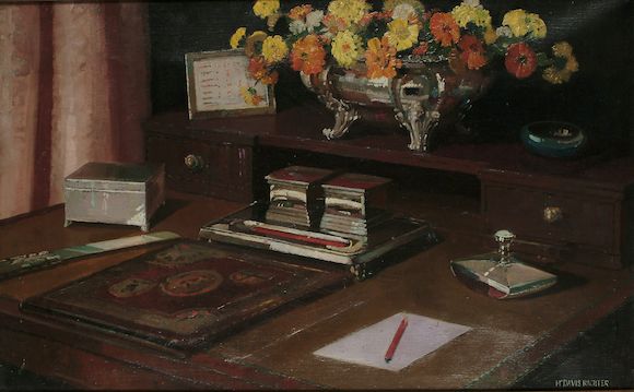 Bonhams : Herbert Davis Richter (British, 1874-1955) Desk top still ...