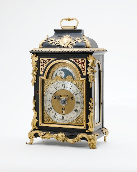 Bonhams : A mid 18th century ormolu mounted ebonised quarter chiming ...