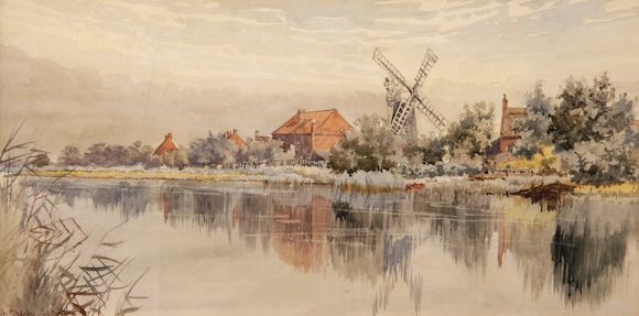 Bonhams : Stephen John Batchelder (1849-1912) "Near Stokesby" 28 x 56cm ...