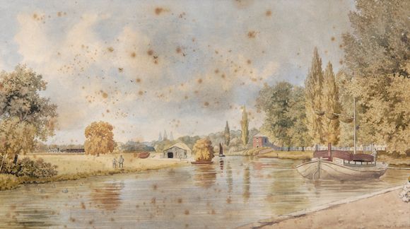 Bonhams : William Frederick Austin (19th Century) Railway by the river ...