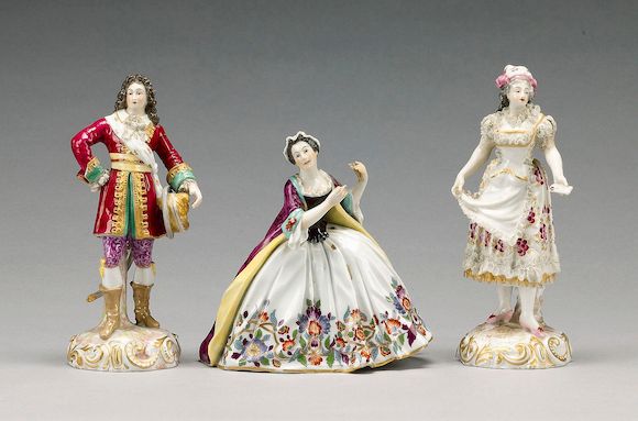 Bonhams : A Samson figure of a lady and a pair of German porcelain ...