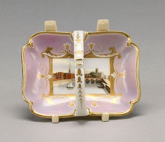 Bonhams : A Grainger Lee and Co. Worcester puce ground basket, circa 1820,