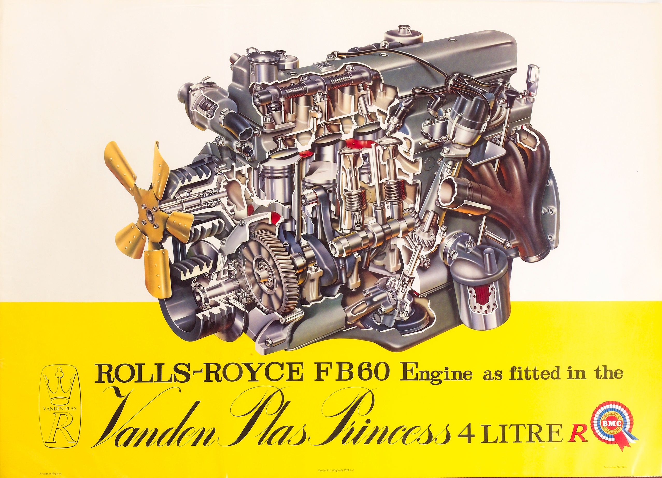 Bonhams Cars : A Rolls-Royce FB60 engine cut-away poster,