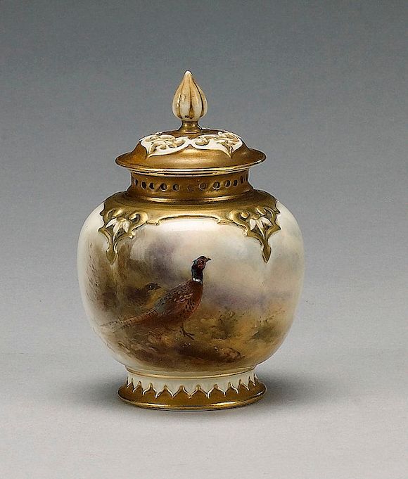 Bonhams : A Royal Worcester pot pourri jar and pierced cover by James ...