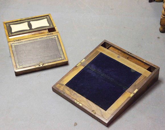 Bonhams : Two Victorian walnut writing boxes