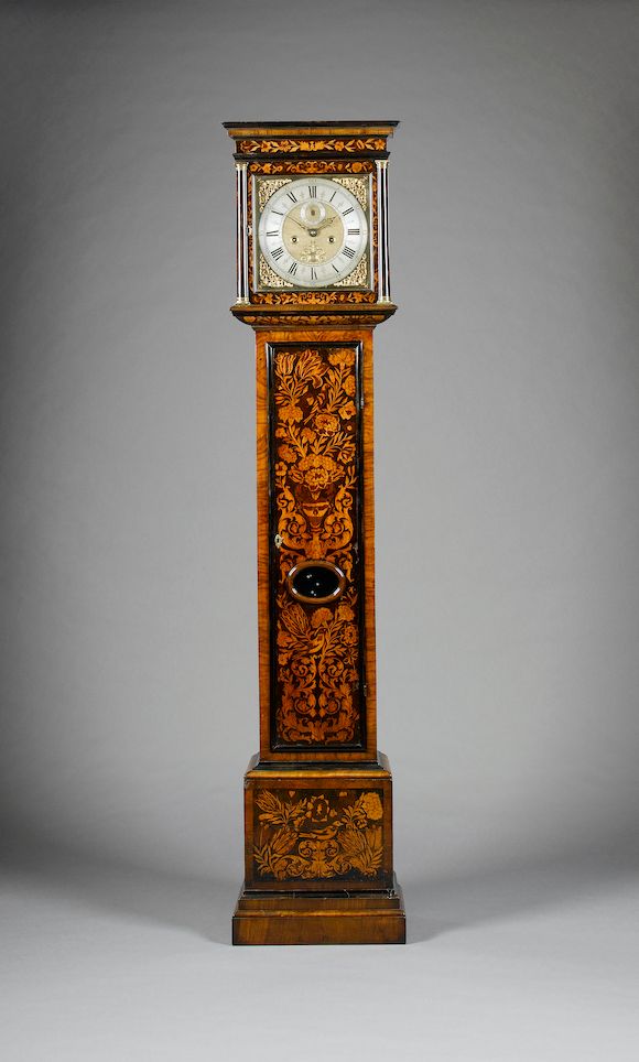Bonhams : A late 17th century walnut and marquetry inlaid longcase ...