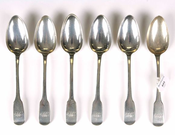 Bonhams : A matched set of six tablespoons Five Eley, Fearn & Chawner ...